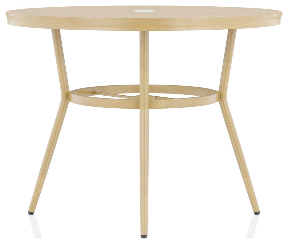 Furniture of America Devey 40"W Aluminum Round Patio Bistro Table Natu