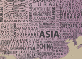 1-World Text Map Wall Mural, Desert Fade, Wallpaper, 8 panel, 166x89"