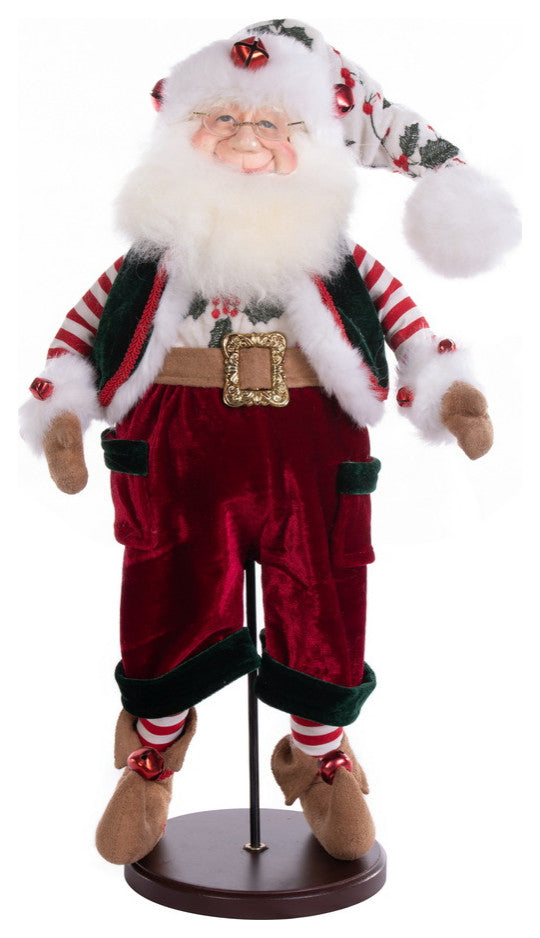 Vickerman KV201319 19" Holly Jolly Collection Santa Doll With Stand