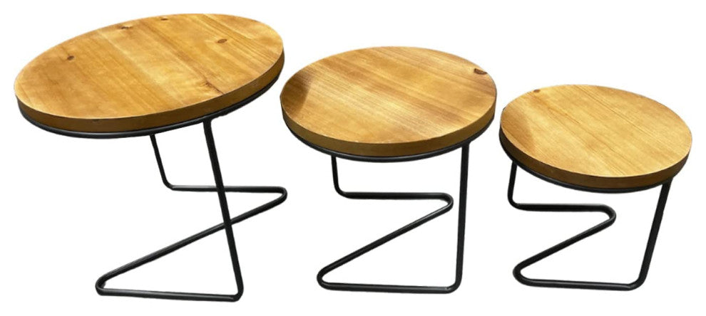 Round Wooden Display Risers, 3-Piece Set Round Wire Display Risers, Wo