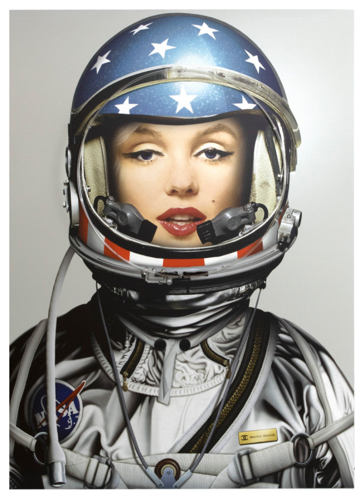 Silver Marilyn Monroe Neon Art Print, Andrew Martin Space Girl