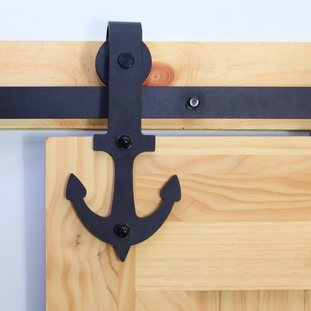 Sliding Barn Door Hardware Kit, Anchor Design, Single Door, 7'