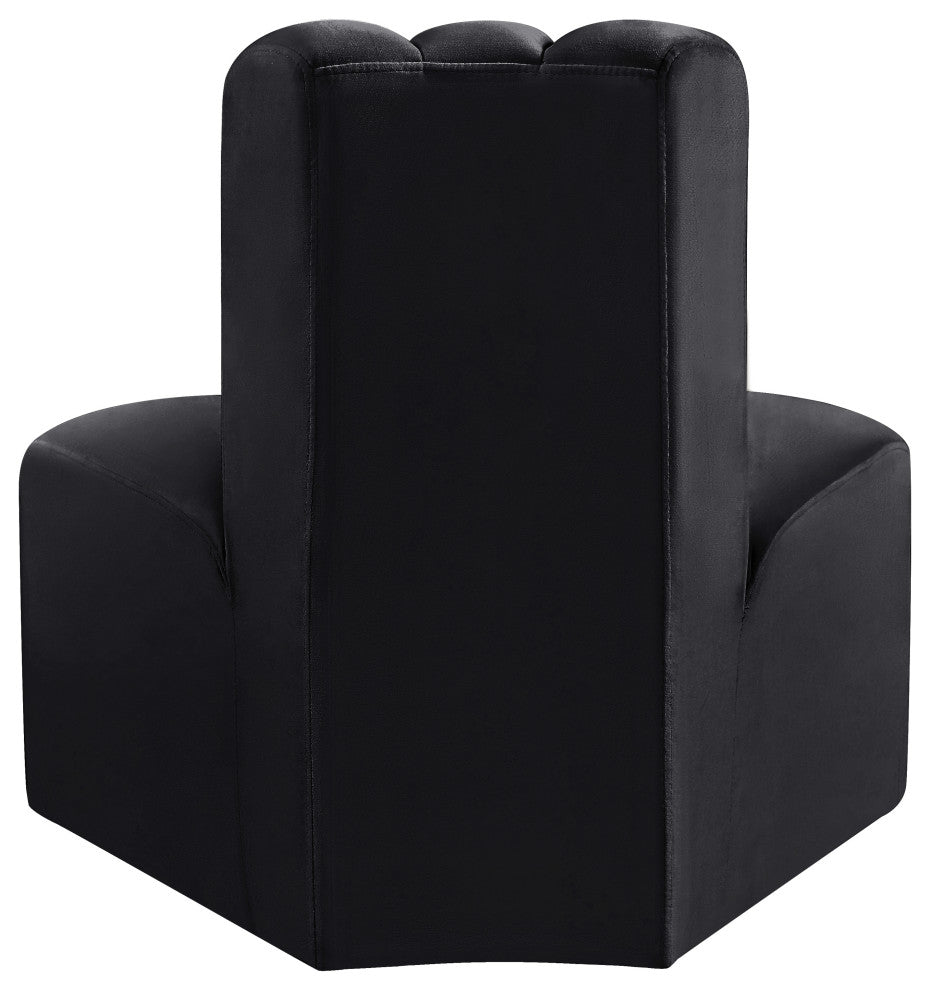 Arc Upholstered Modular Component, Black, 1-Piece: Reverse Corner, Vel