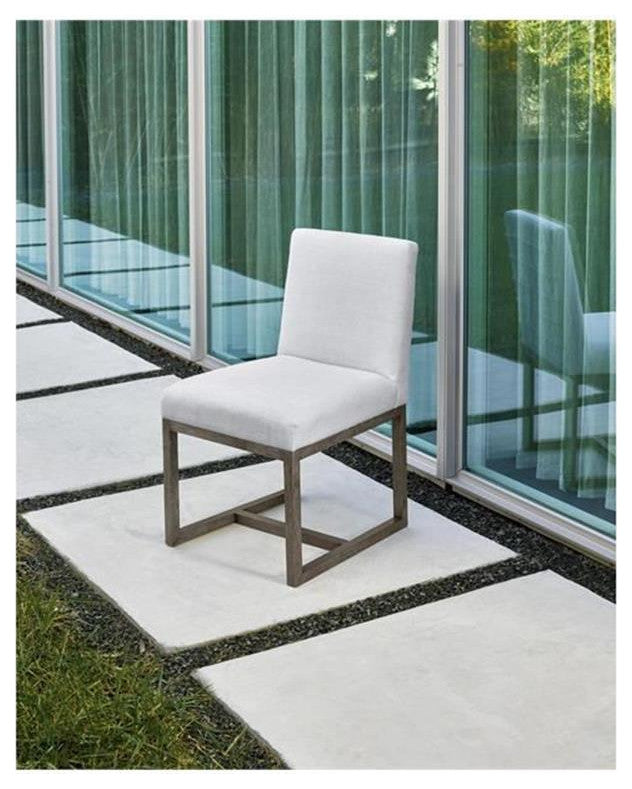 Modern Carter Fabric Side Chair Set of Two in Linen White Finish