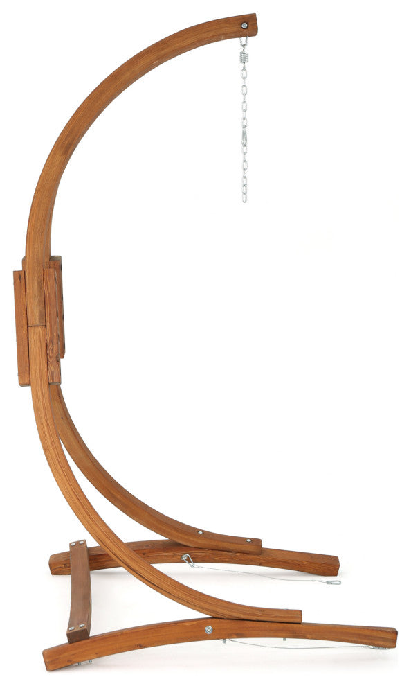 GDF Studio Daisy Outdoor Teak Finish Larch Wood Hammock Chair, Base On