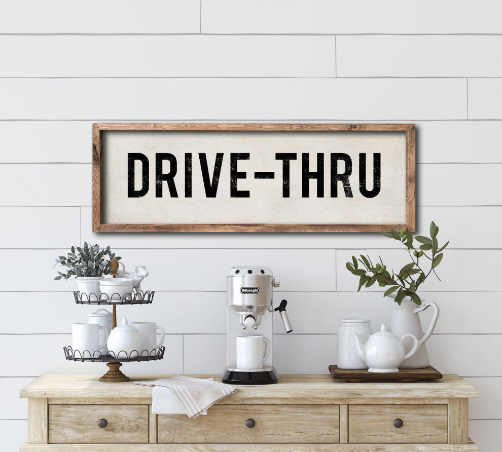Hand Painted Drive-Thru Farmhouse Sign, 12x36, Brown Frame