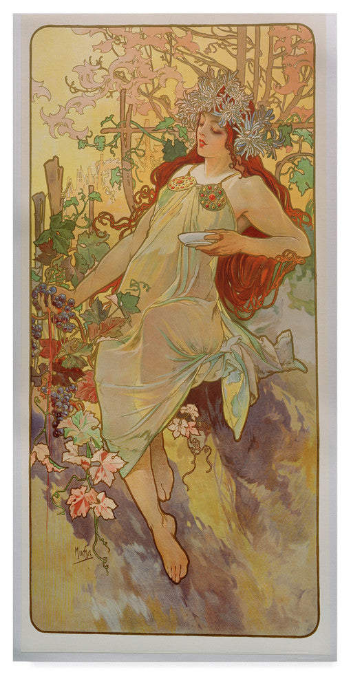Alphonse Marie Mucha 'The Seasons: Autumn, 1896' Canvas Art