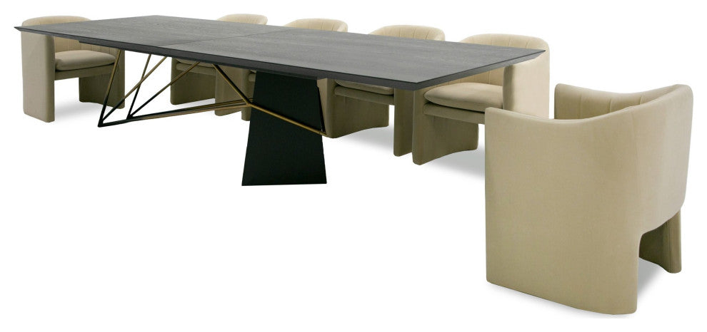 Modrest Elkhorn Glam Black Ash + Stainless Steel 126" Dining Table