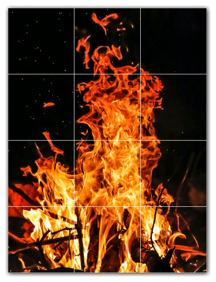 Fire Ceramic Tile Wall Mural HZ500602-34XL. 36" x 48"