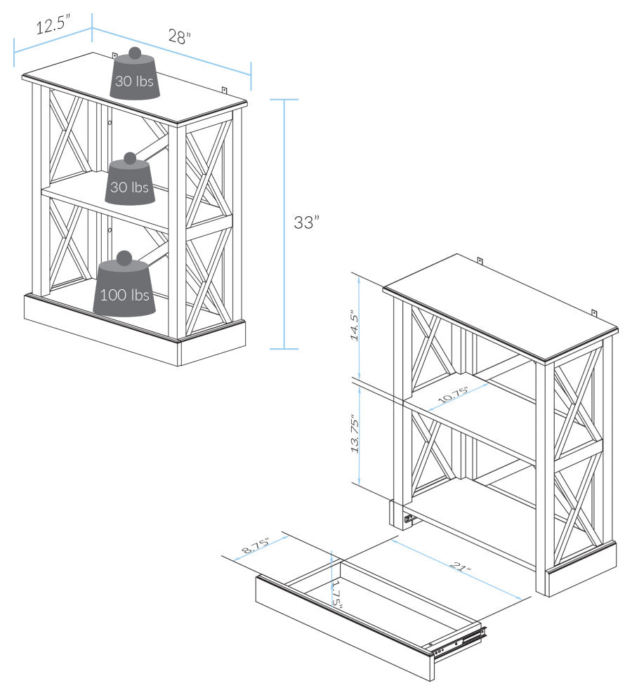 Jackson 3-shelf Bookcase With Concealed Drawer Concealment Furniture