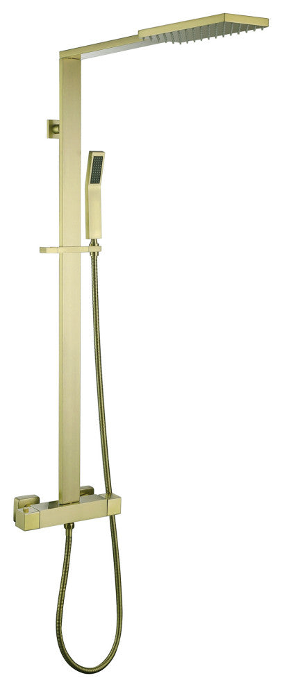 Modern Square Thermostatic Bathroom Shower System with Hand Shower, Br