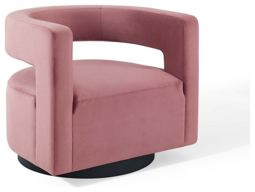 Spin Cutaway Performance Velvet Swivel Armchair Dusty Rose