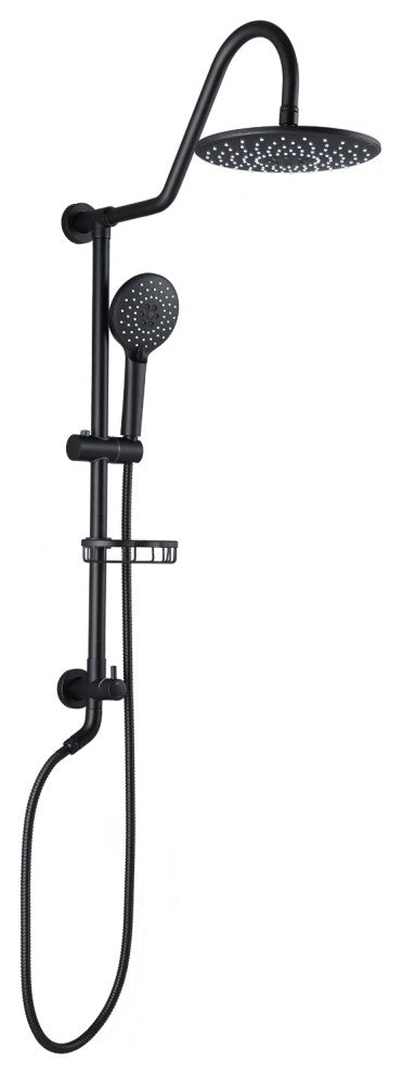 10" Exposed Pipe Shower System With 3 Functions Hand Shower and Slide