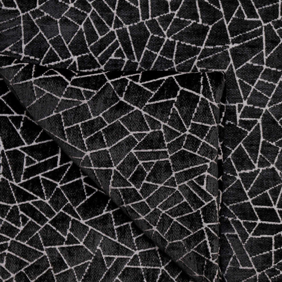 Black Web Jacquard Velvet Fabric By The Yard, Upholstery Fabric, Abstr