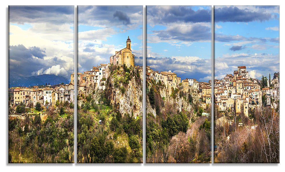 "toffia Hilltop Village Italy" Canvas Print 4 Panels 48"x28"