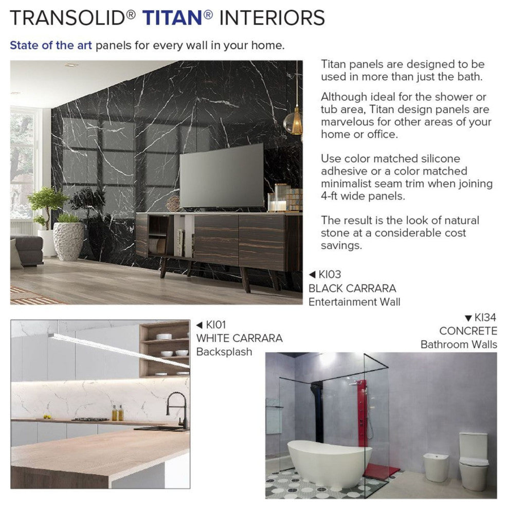 Transolid TWK604896-H Titan 96"H x 60"W x 48"D Matte Honed Shower - Sa