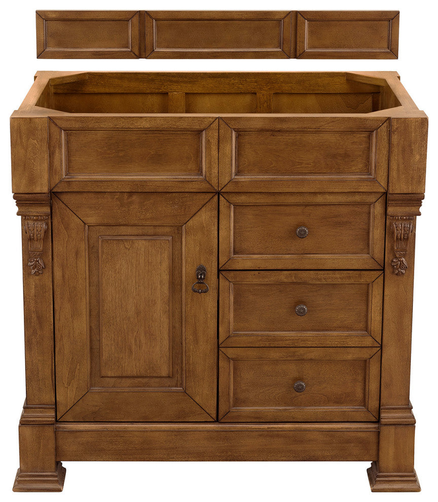 Brookfield 36" Country Oak Vanity, Arctic Fall Solid Surface Top
