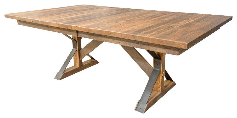 Norway Industrial Farmhouse Dining Table, Natural, 42"x108", 4 Middle