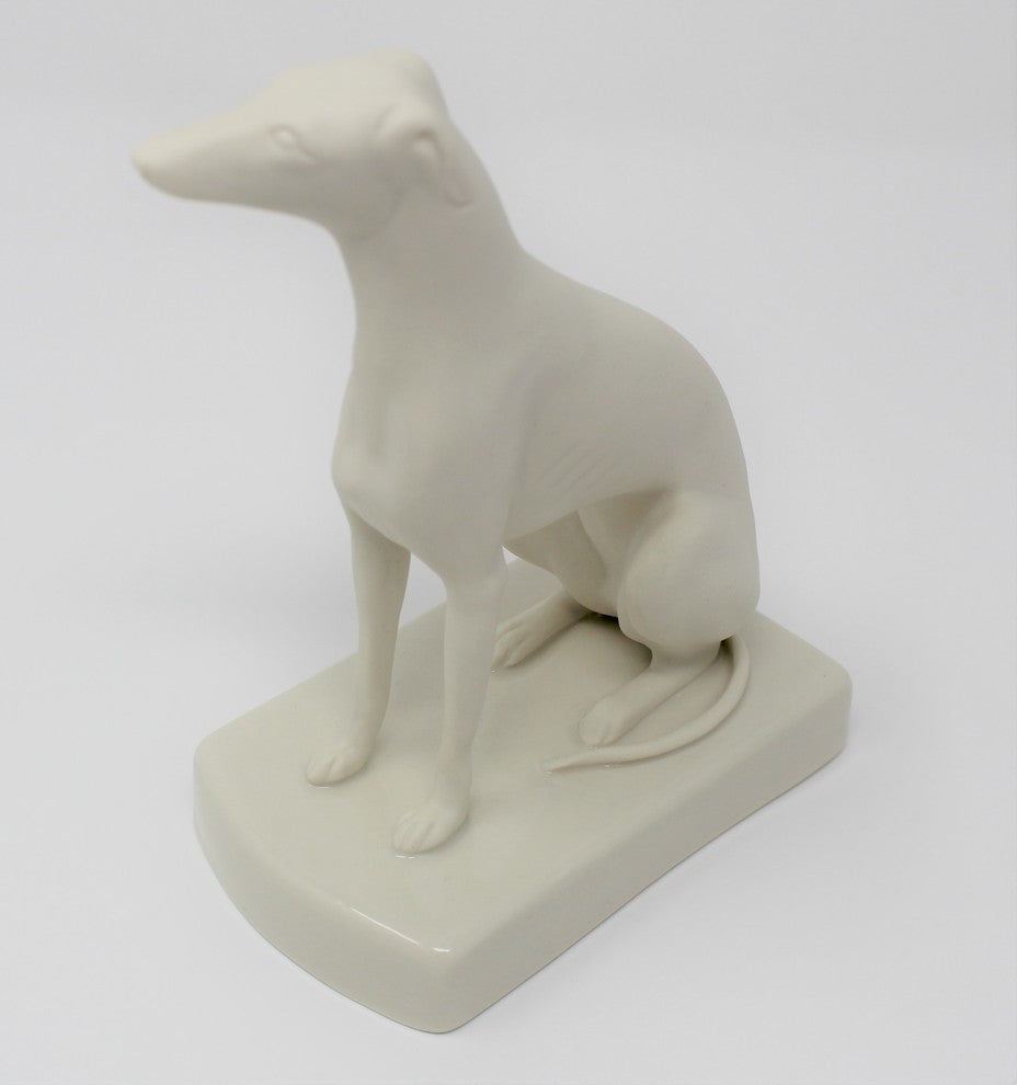Luxe Porcelain White Greyhound Sculpture | Female Dog Whippet Classic