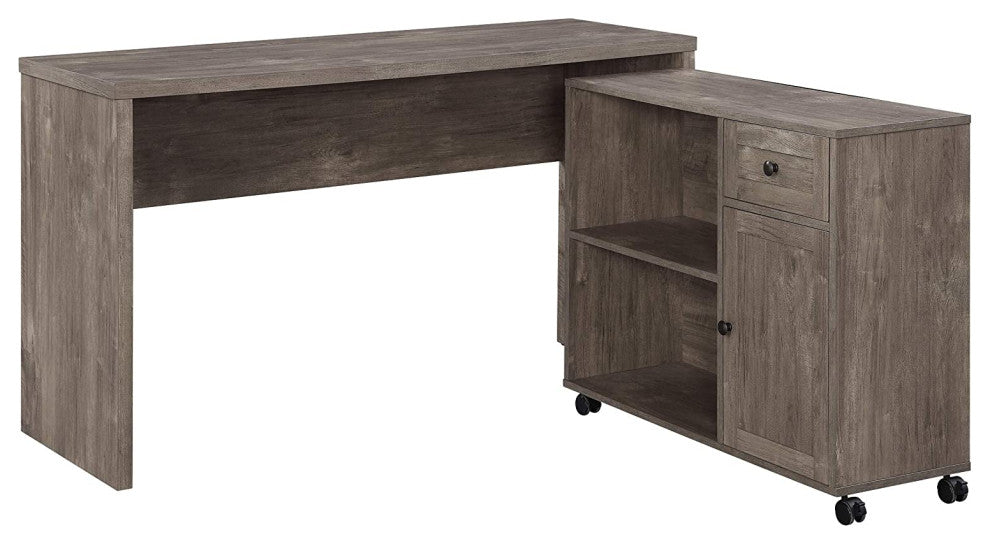Contemporary Desk, L-Shaped Design With Mobile Return, Scottish Alder