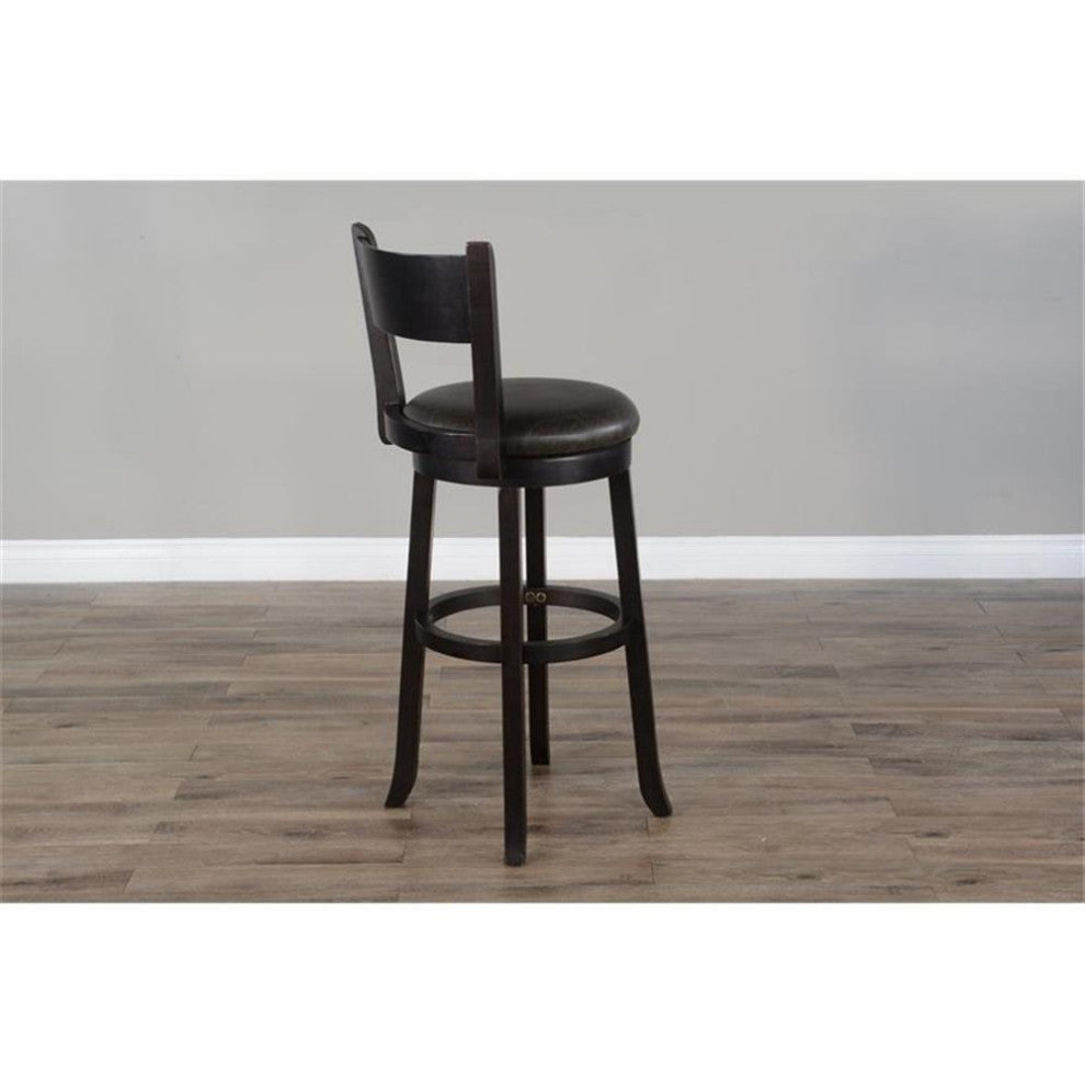 Sunny Designs 30" Mahogany Wood Swivel Barstool in Black Walnut (Set o