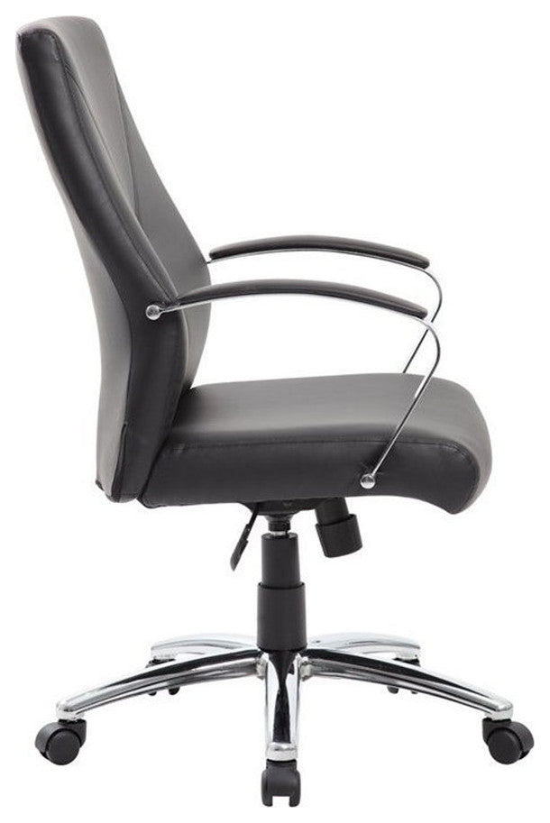 Pemberly Row Contemporary LeatherPlus Executive Office Chair in Black