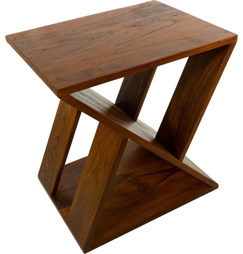 Nordic Style Teak Slatted Stool and End Table