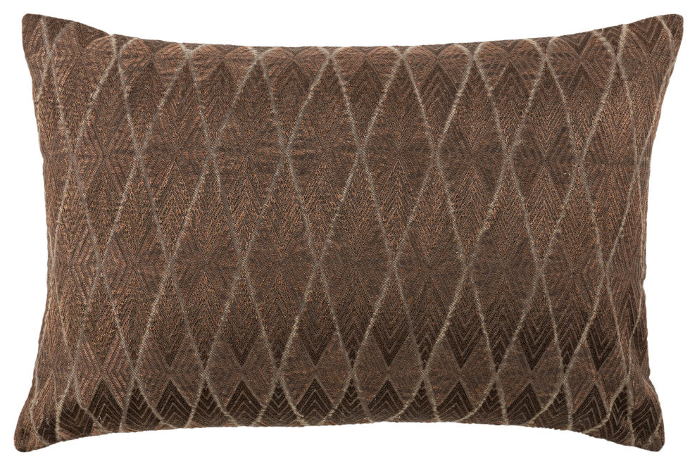 Jaipur Living Milton Dark Brown Geometric Poly Fill Lumbar Pillow 16x2