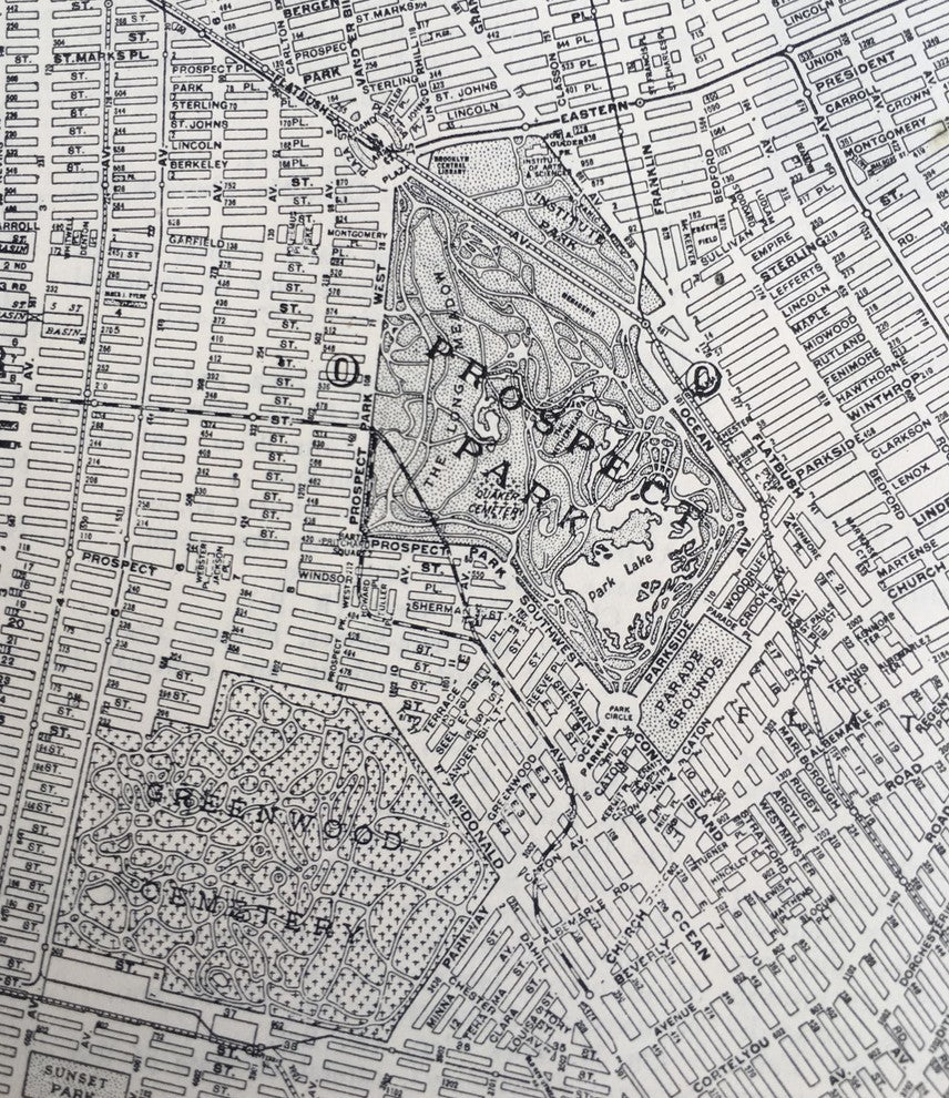Vintage Brooklyn, New York Map, Framed Original NYC Map- Authentic 194