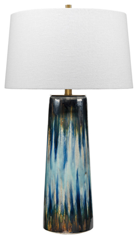 Brushstroke Table Lamp, Aqua, Dark Blue and Metallic Ombre Glaze Ceram