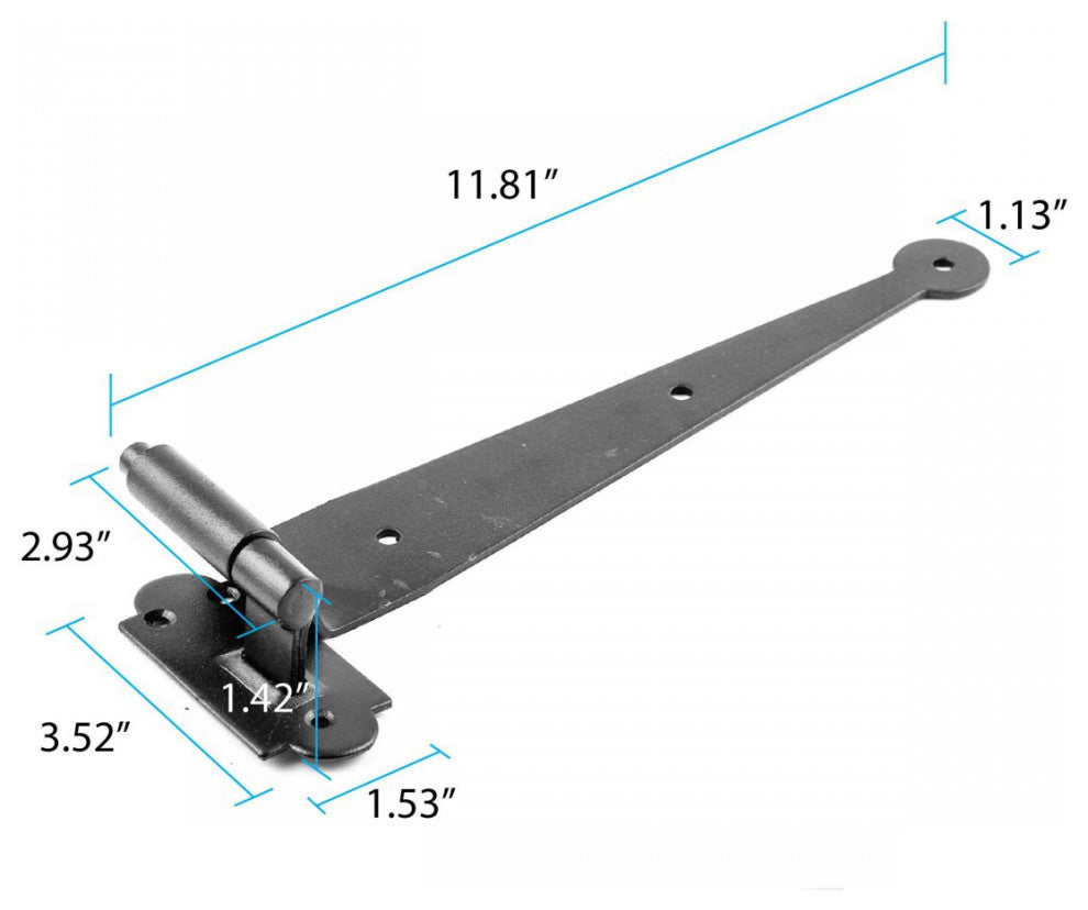 Black Offset Strap Lift Off Pintle Hinge 11" x 2 5/8" Wrought Iron Pac