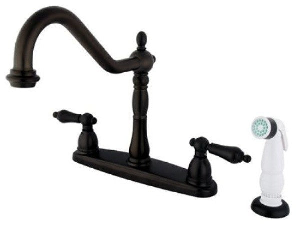 Oil Rubbed Bronze 8" Center Kitchen Faucet With Non-metallic Sprayer K