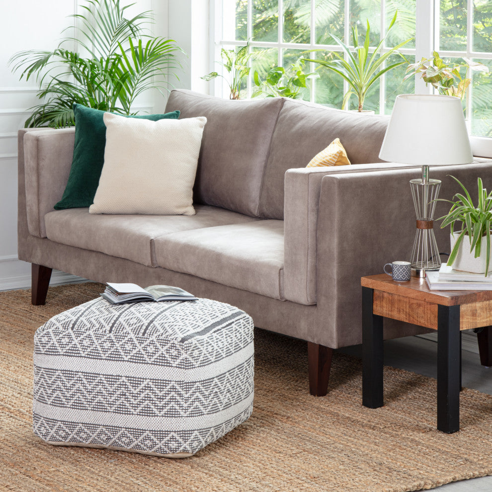 Chouteau Gray 22" X 22" X 16" Gray and Ivory Pouf