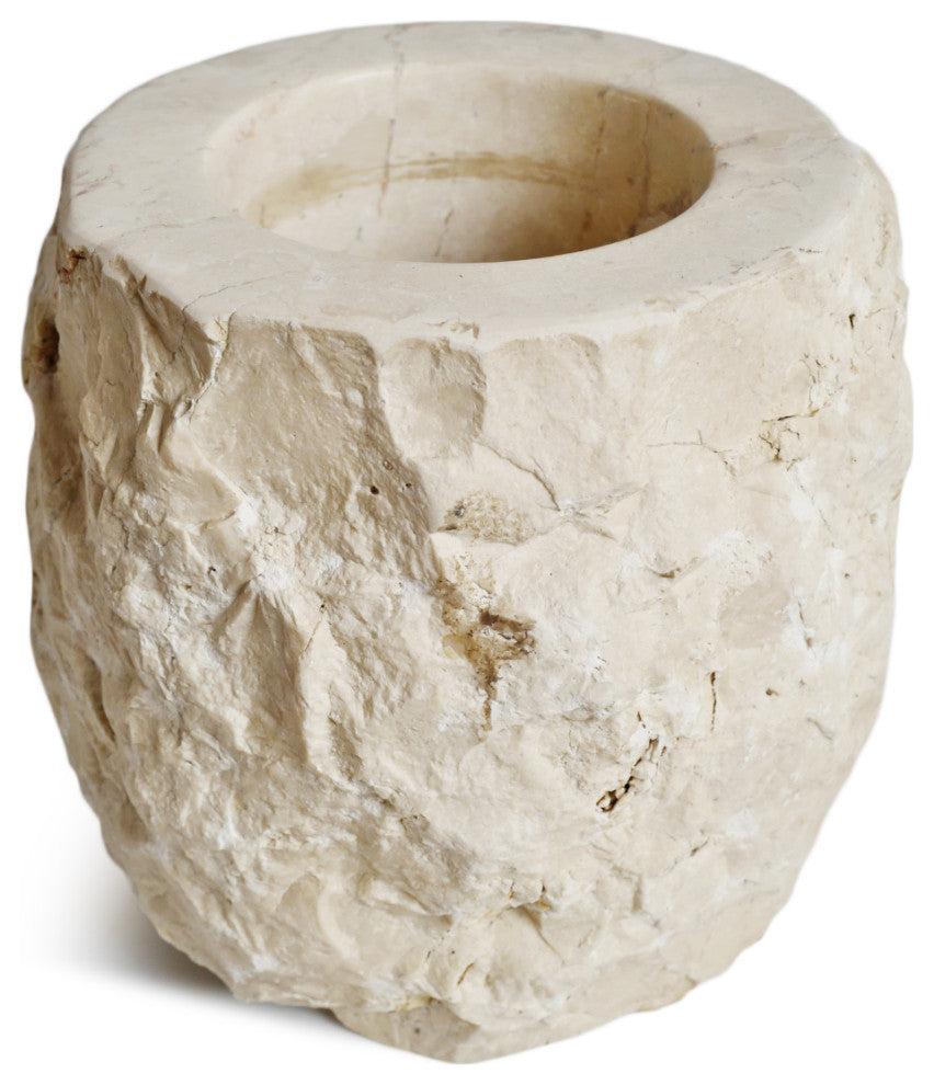 Chiseled Travertine Container Small