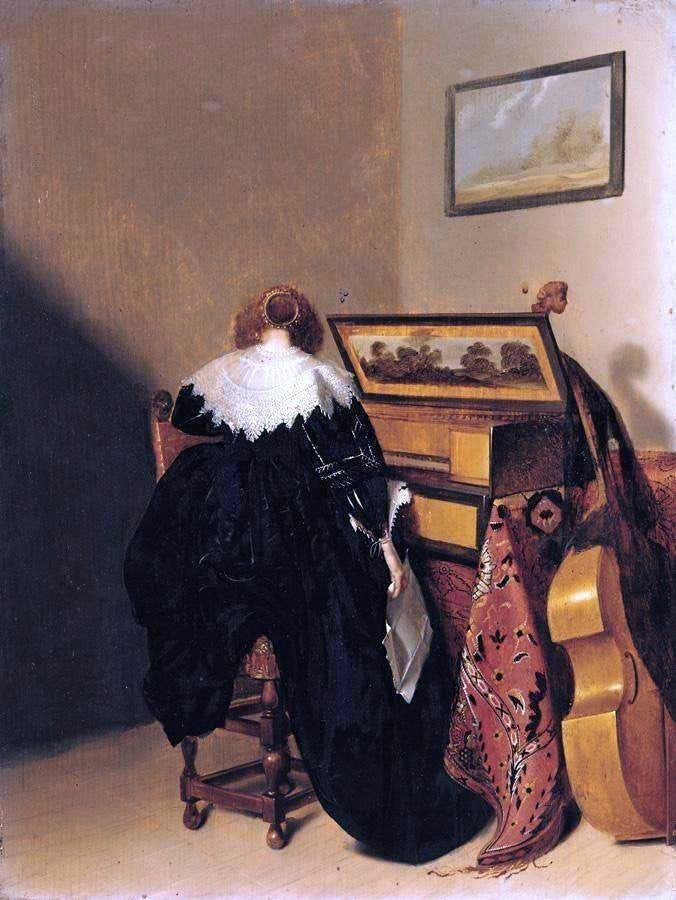 Pieter Codde Lady Seated at Virginals Wall Decal