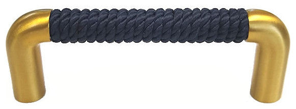 Nautiluxe Nautical Rope Drawer Pull, Navy/Satin Brass