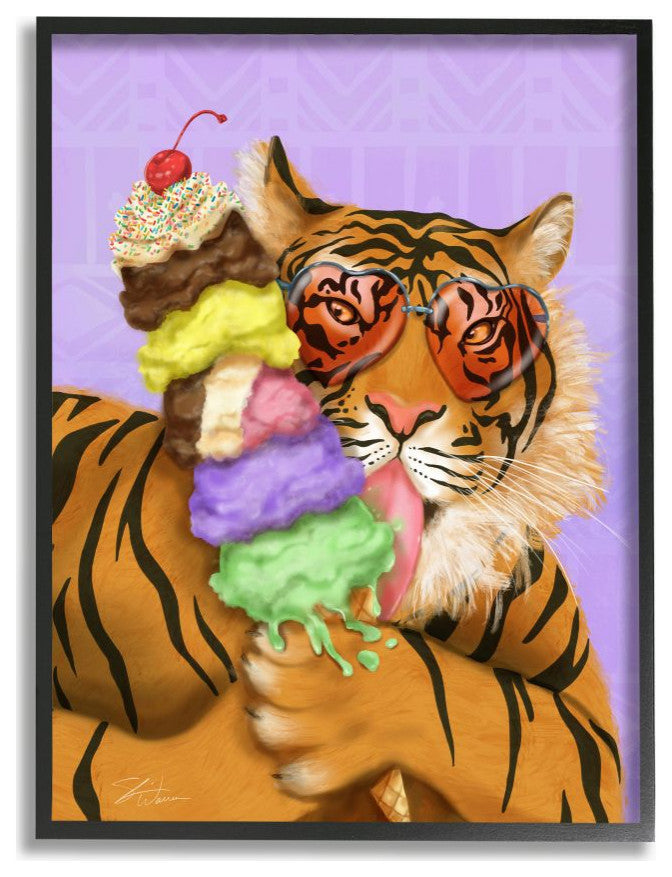 Glamour Tiger with Colorful Ice Cream Cone16x20