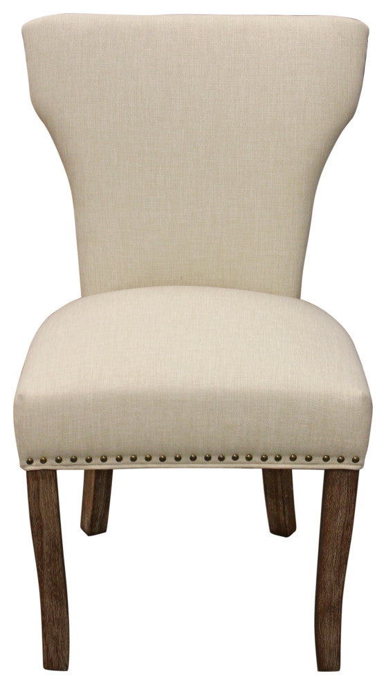 Benedict 7-piece Dining Set 58" Round Dining Table And 6 Ivory Linen
