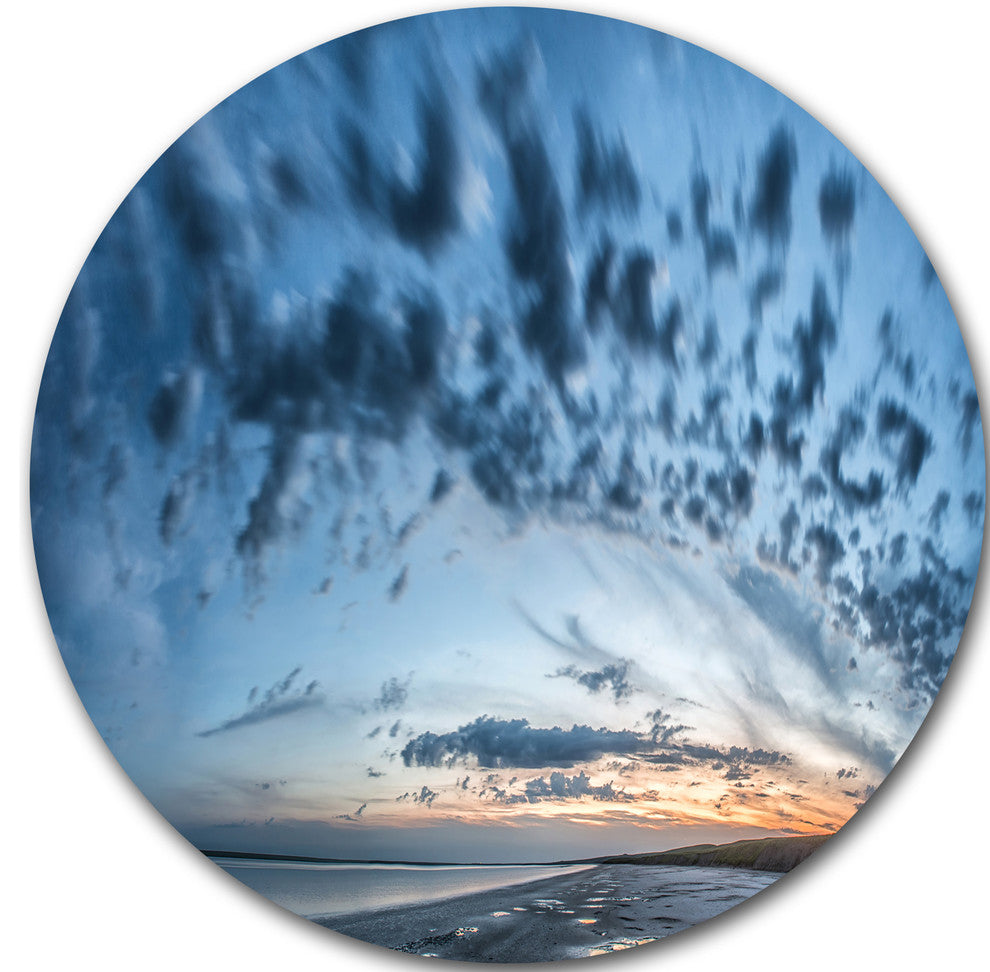 Manych Rissua Lake Panorama Landscape Round Metal Wall Art 11"