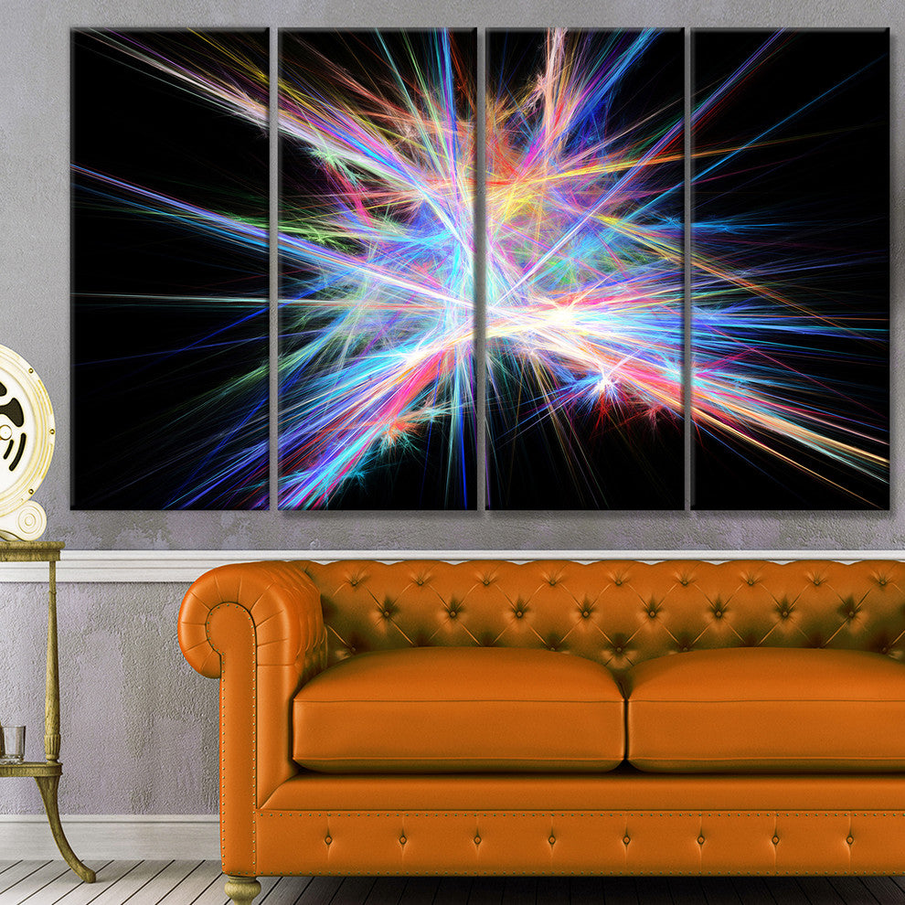 Light Blue Spectrum Of Light Abstract Canvas Art Print 48"x28" 4 Pa