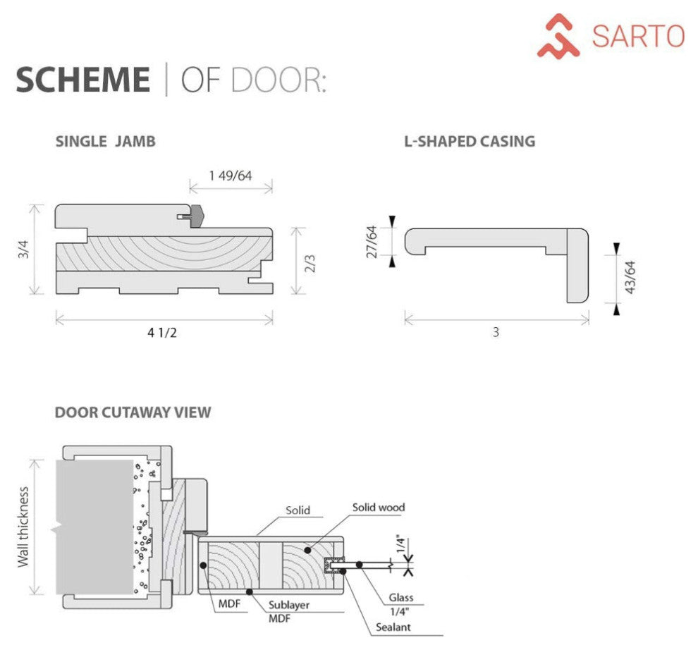 Solid French Door Frosted Glass | Quadro 4088 Nordic White | -18 x 96
