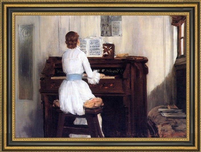 William Merritt Chase Mrs. Meigs at the Piano Organ Framed Canvas Prin