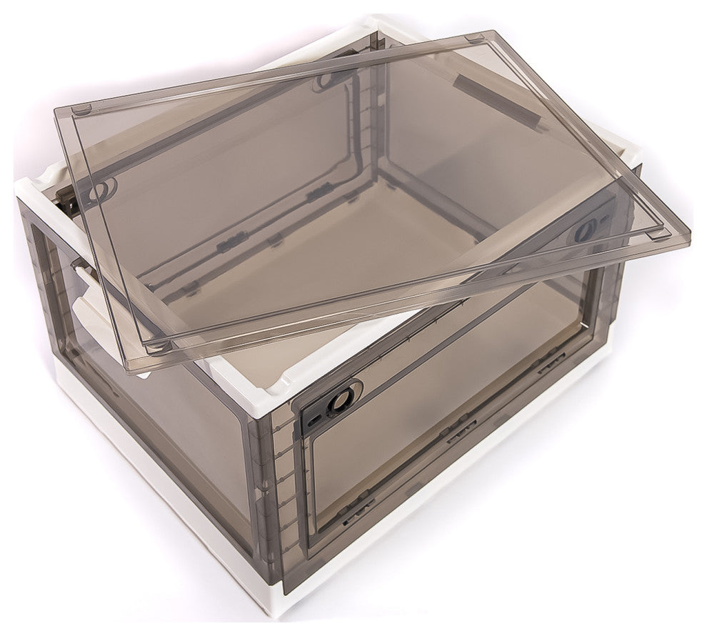 Easy Tidy Stackable Side Opening Collapsible Storage Box Sets White