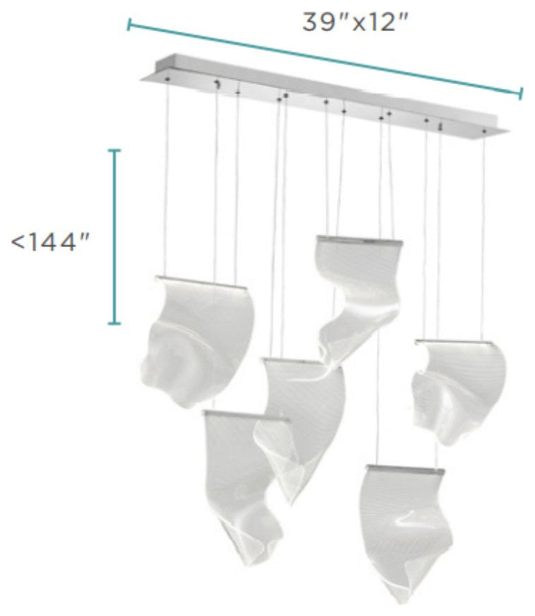 Acrylic Lace Light Dimmable Integrated LED Chandelier, 6 Light
