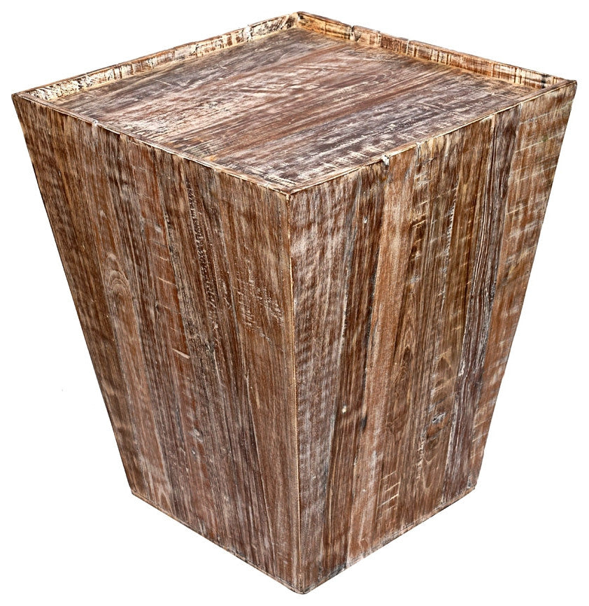 Reclaimed cone shaped 18 inch Square top side table / end table / acce