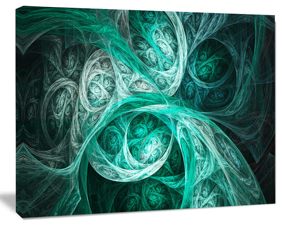 Mystic Turquoise Fractal, Abstract Wall Art Canvas, 20x12