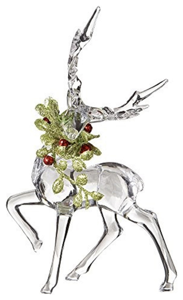 Ganz Kissing Krystals Christmas Acrylic Mistletoe Reindeer Figurine, 6