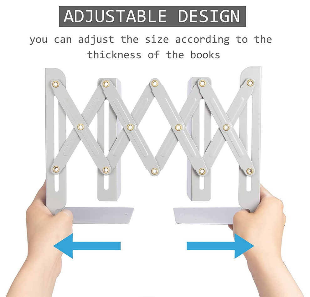 Adjustable Metal Bookends for Heavy Books
