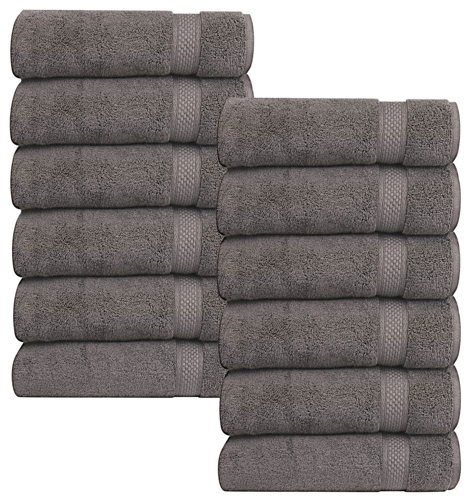 A1HC Wash Cloth Set, 100% Ring Spun Cotton, Ultra Soft, Charcoal, 12-P
