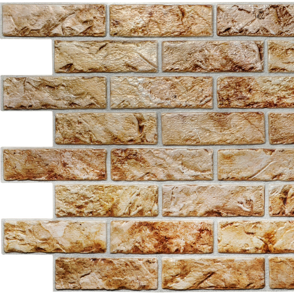 Copper Brown Bricks 3D Wall Panels, Set of 5, Covers 32 Sq Ft